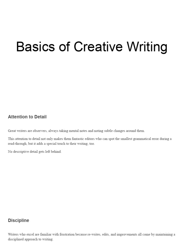 Basics of Creative Writing | PDF | Writing | Creative Writing