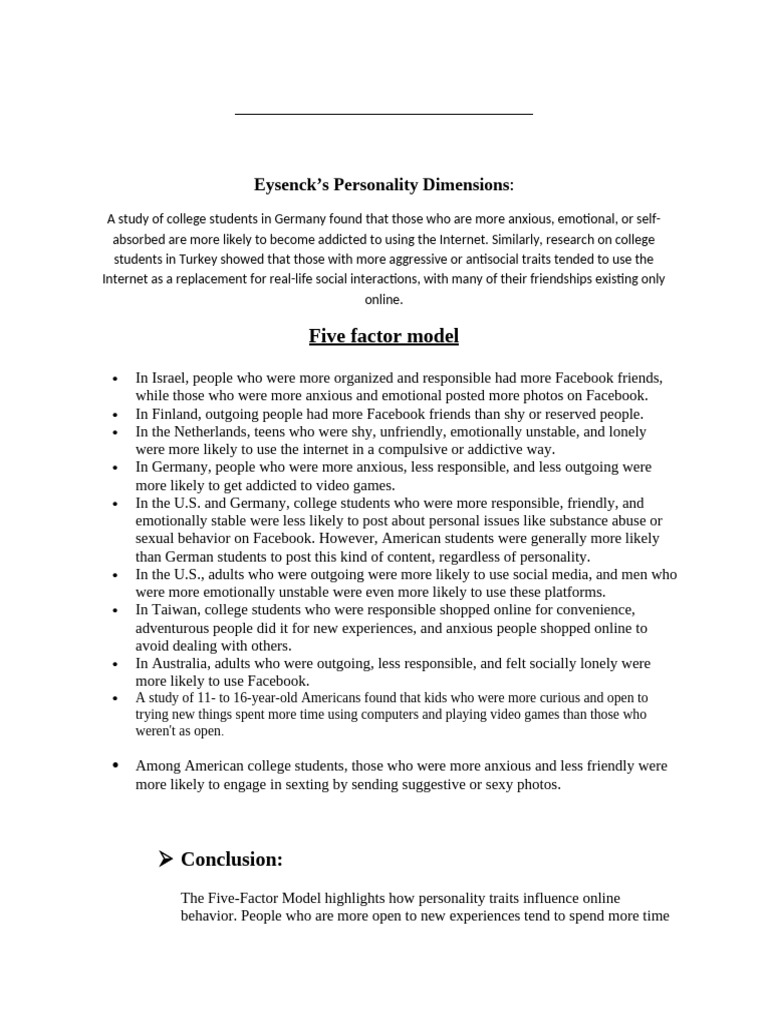 Personality Traits Impacting Internet Use | PDF | Extraversion And ...