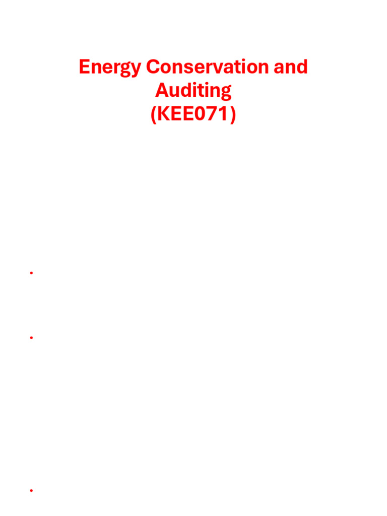 Energy Conservation and Auditing Overview | PDF | Energy Conservation ...