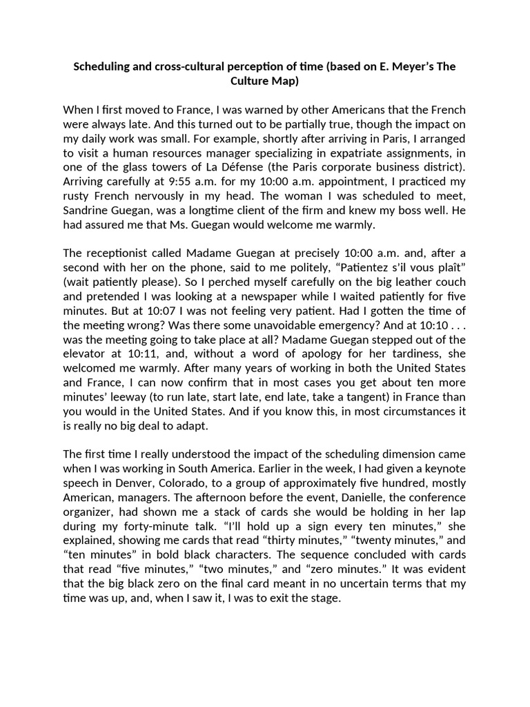 Scheduling and Cross-Cultural Perception of Time | PDF