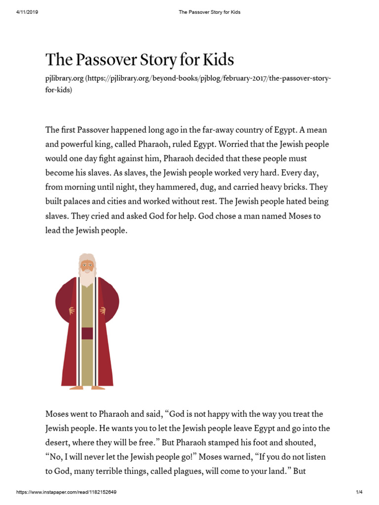 The Passover Story For Kids | PDF | The Exodus | Passover