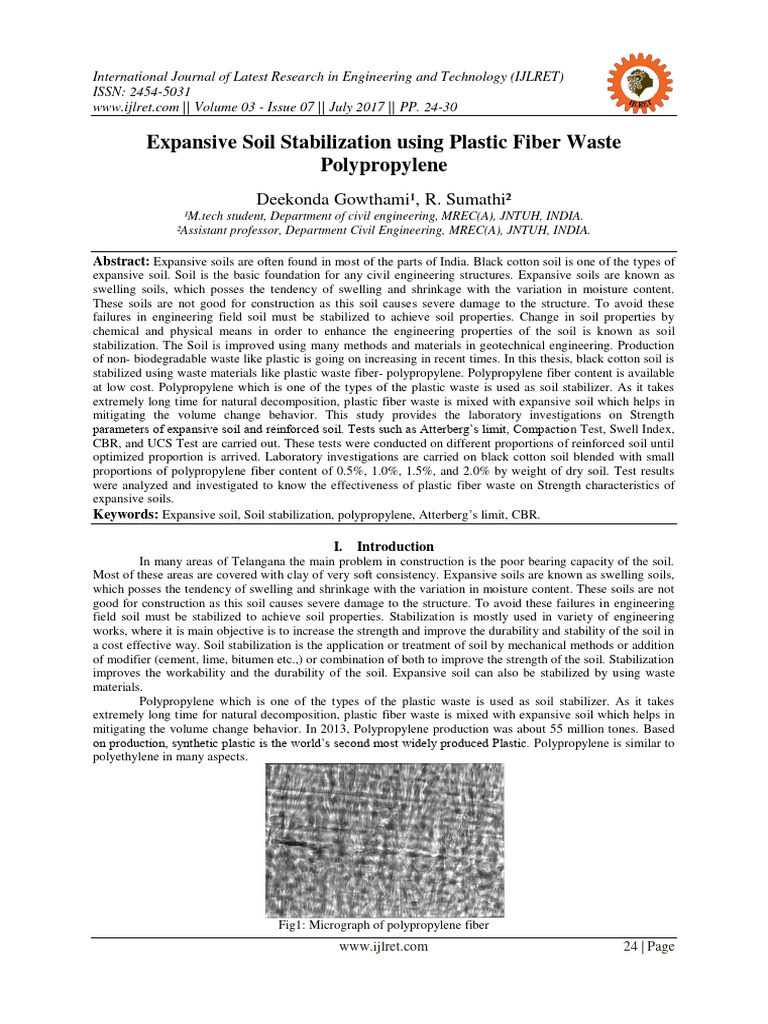 Expansive Soil Stabilization Using Plast | PDF | Soil | Soil Science