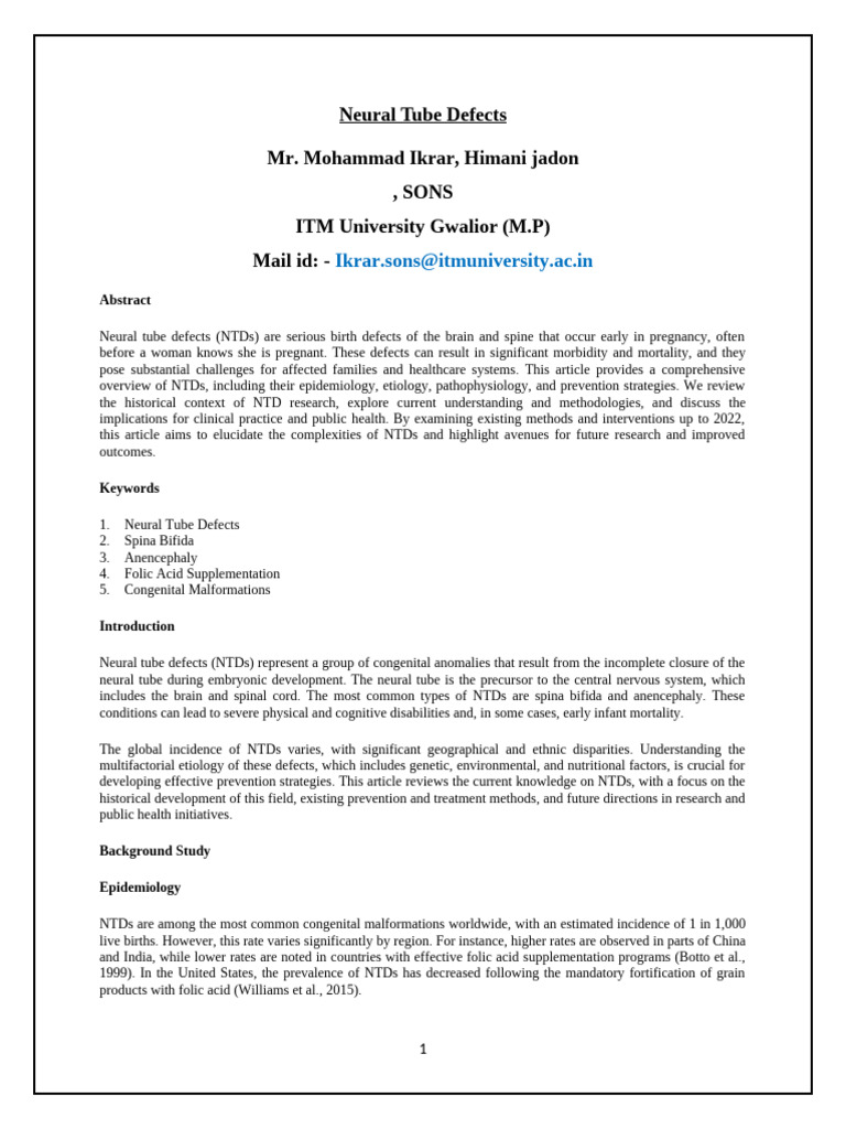 Neural Tube Defects | PDF | Medical Specialties | Clinical Medicine