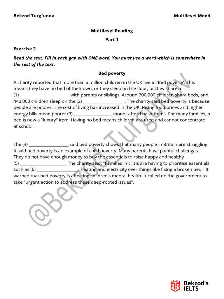 Multilevel Reading Part 1 - Exercise 2 | PDF Multilevel Reading Part 1 - Exercise 2 | PDF