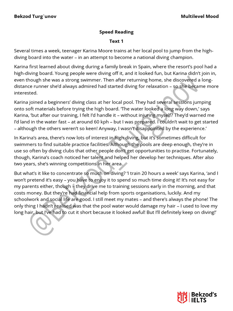 Speed Reading - Text 1 | PDF