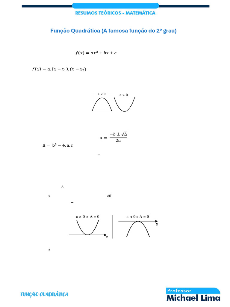 Função Quadrática: Raízes e Vértices | PDF | Matemática