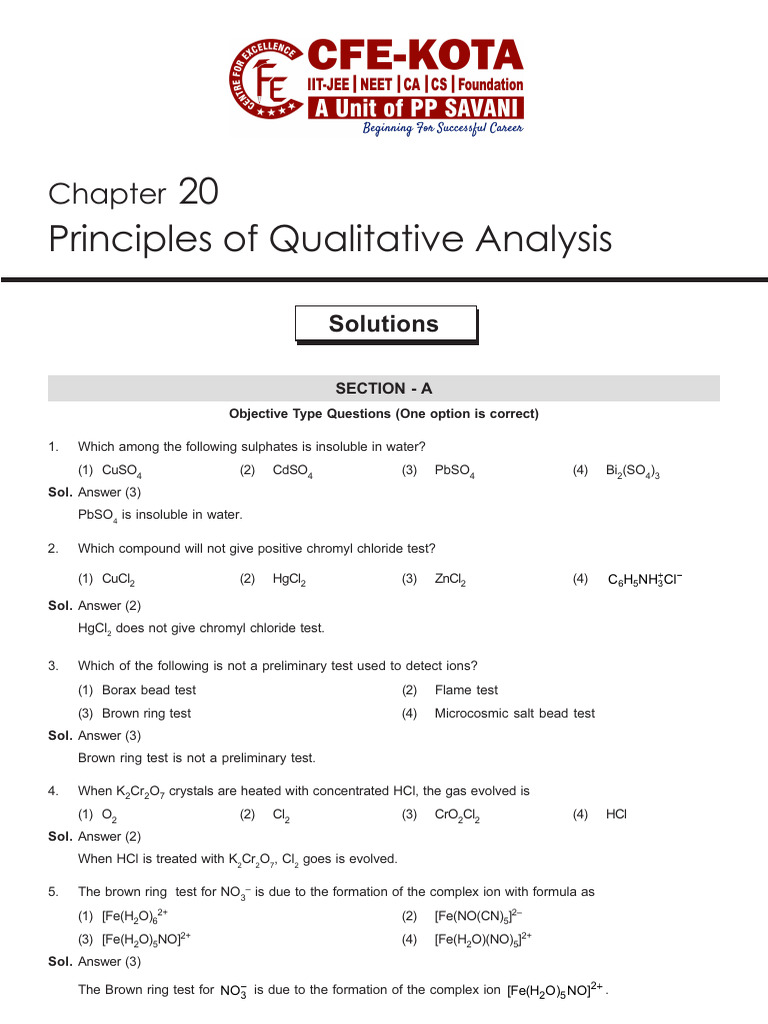 Principles of Qualitative Analysis | PDF | Precipitation (Chemistry ...