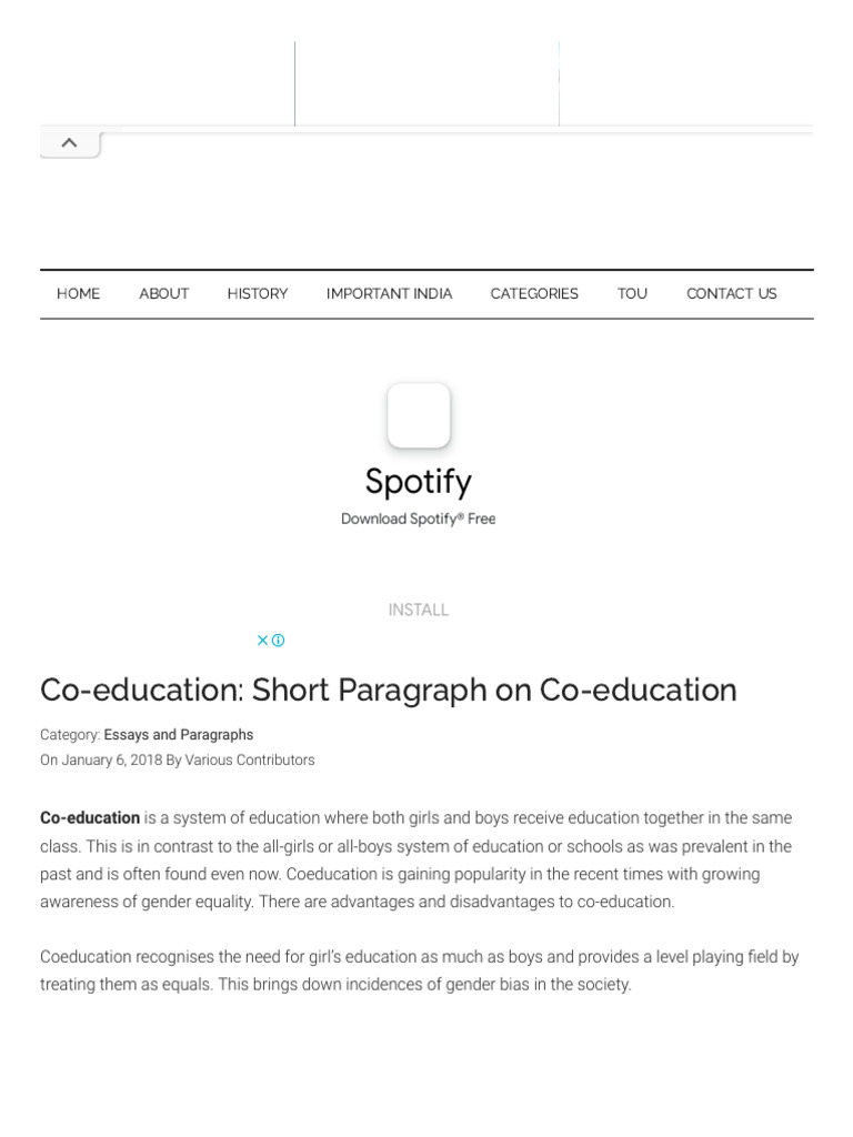 Co-Education Short Paragraph On Co-Education | PDF