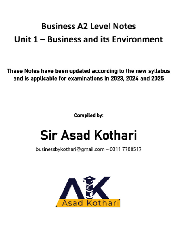 A2 Business Notes | PDF
