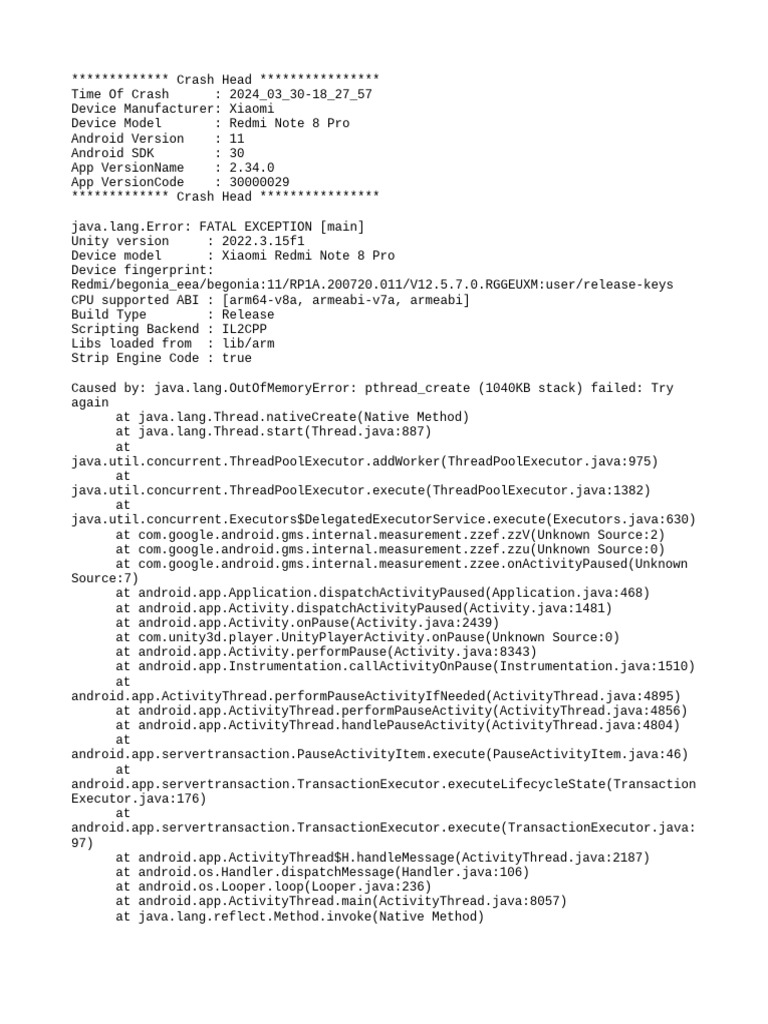 Xiaomi Redmi Note 8 Pro Crash Report | PDF | Android (Operating System ...
