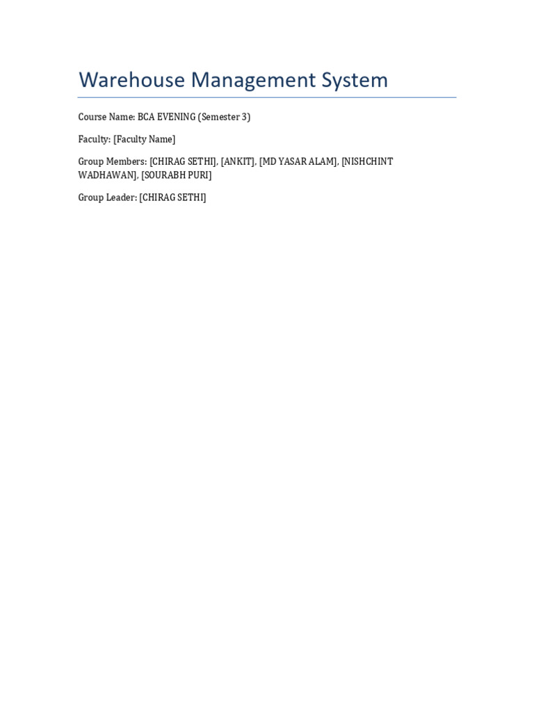 WMS_Project_Report_Without_ | PDF | Databases | Warehouse