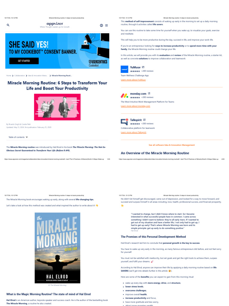 Miracle Morning Routine - 6 Steps To Boost Productivity | PDF | Thought ...