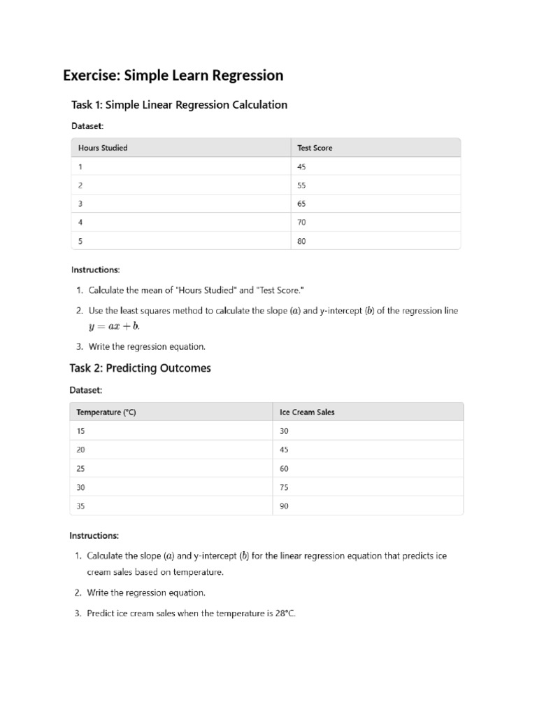 Exercise Linear Regression | PDF