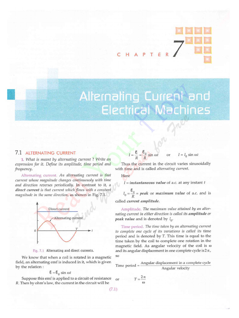 Alternating Current and Electrical Machines | PDF | Alternating Current | Inductor