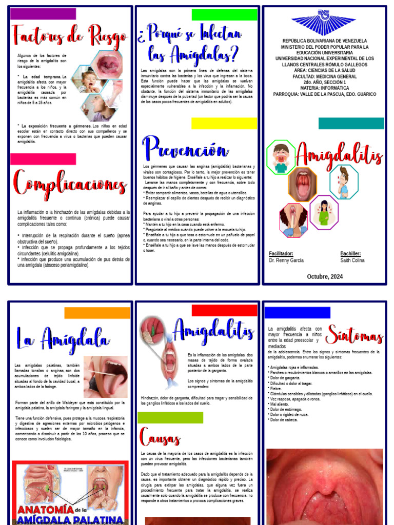 Triptico de Amigdalitis | PDF | Enfermedades y trastornos | Causas de ...