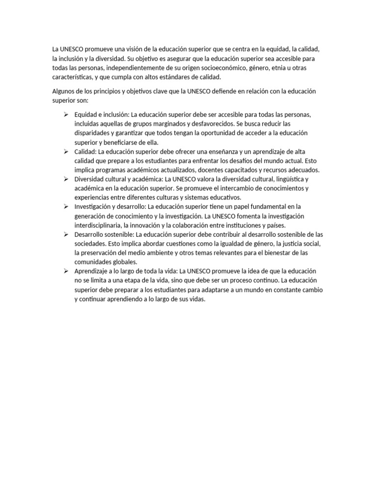 Visión de La UNESCO Sobre ES. 200p | PDF
