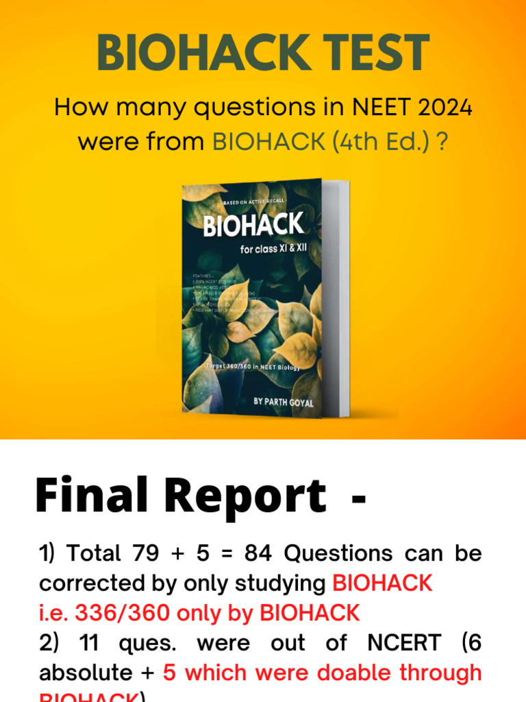How Many Ques. Came From BIOHACK in NEET 2024 | PDF
