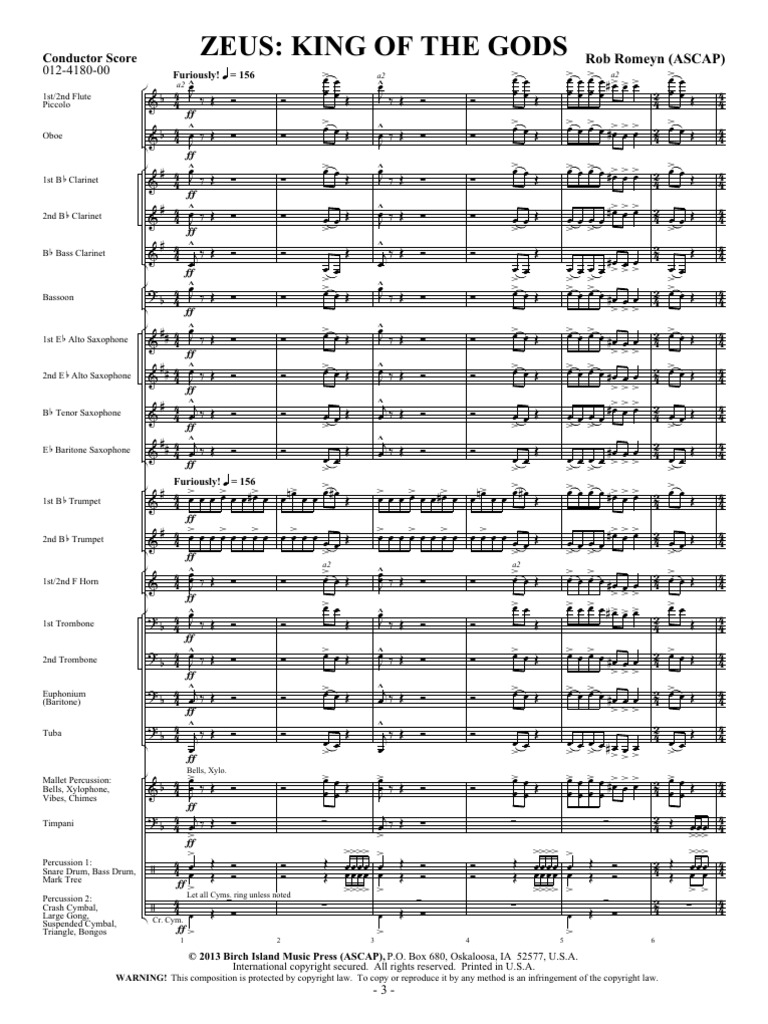 Zeus: King of the Gods Score | PDF | Musical Compositions | Percussion ...