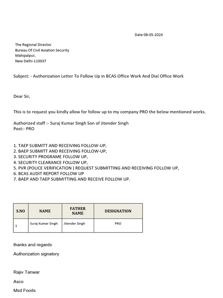 Suraj Autorized Letter | PDF