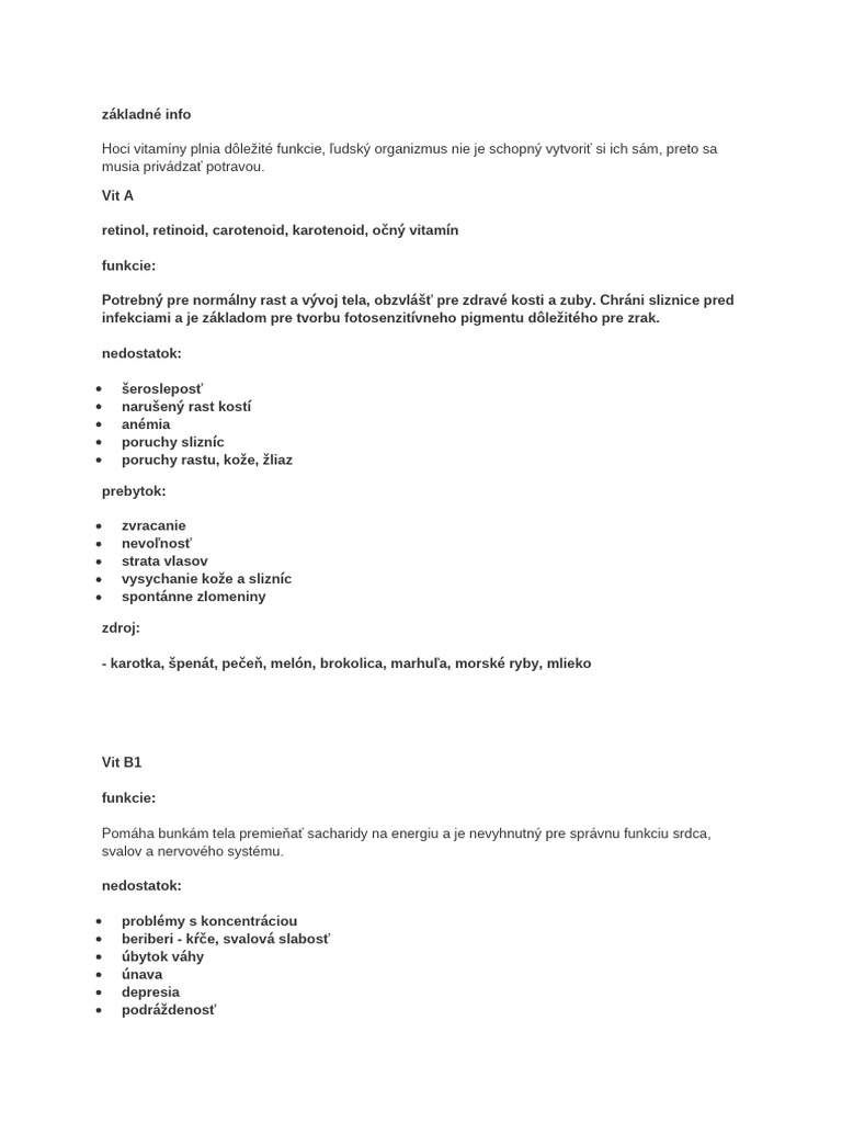 Poznamky Vitaminy Prezentacia | PDF