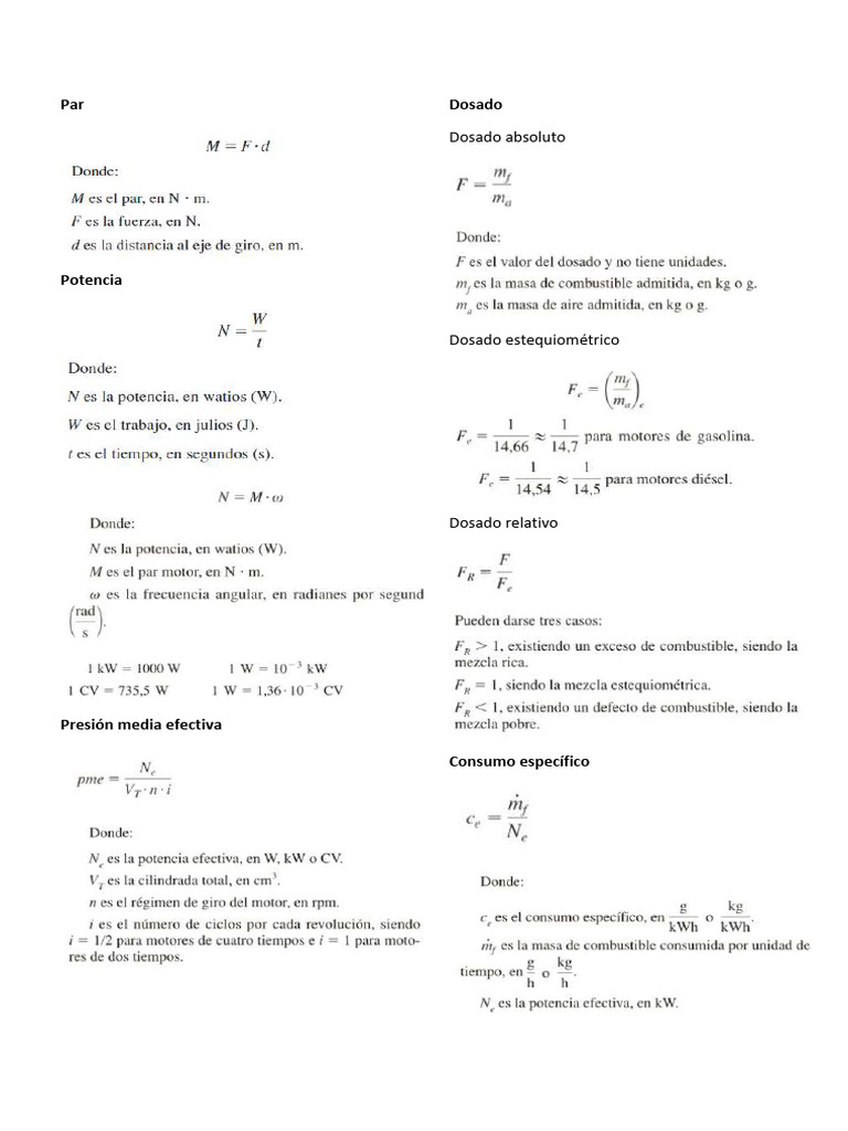 Formulario Tema 3 | PDF