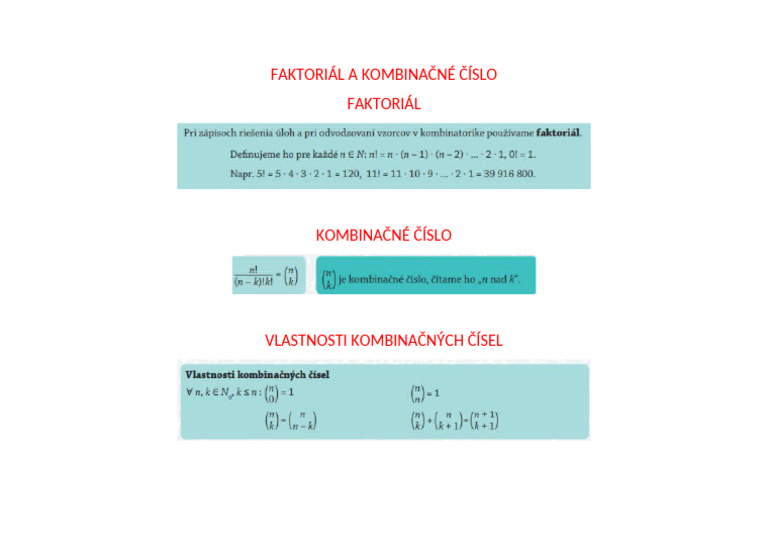 Faktorial Komb Cislo Teoria | PDF
