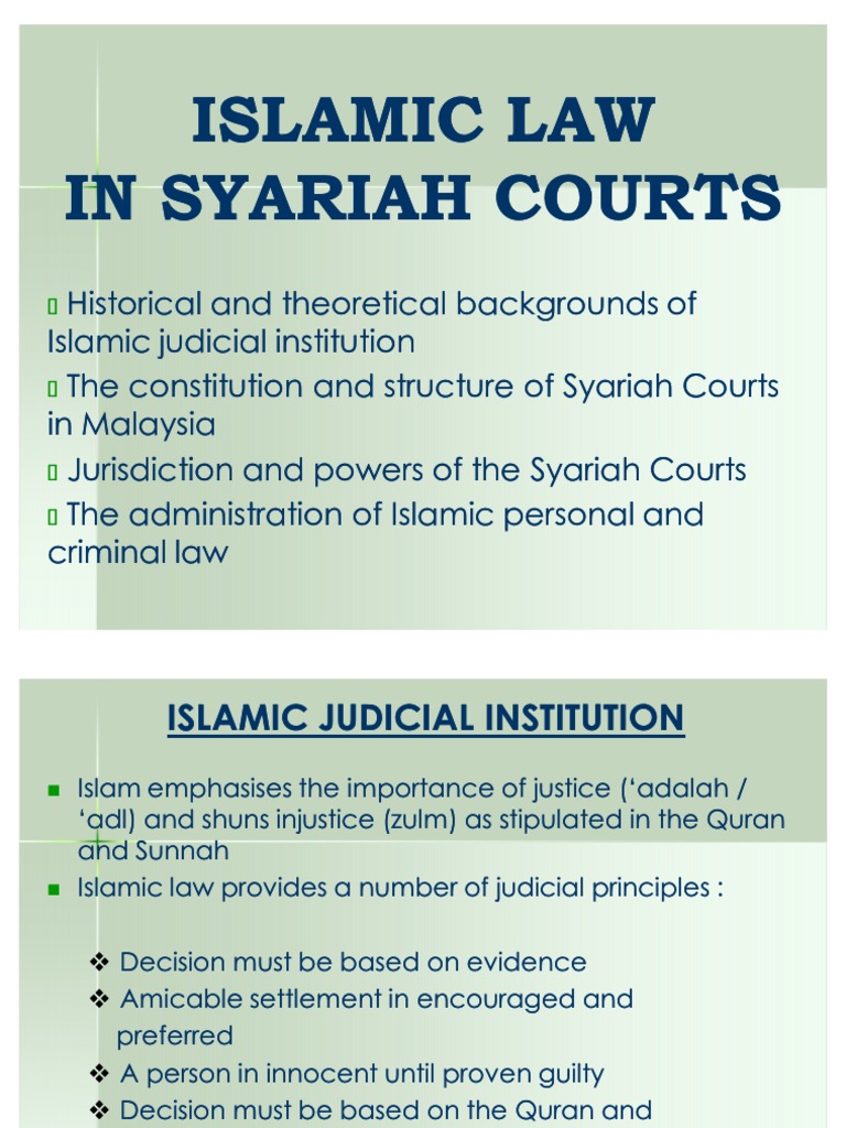 Islamic Law in Syariah Courts | Sharia | Jurisdiction