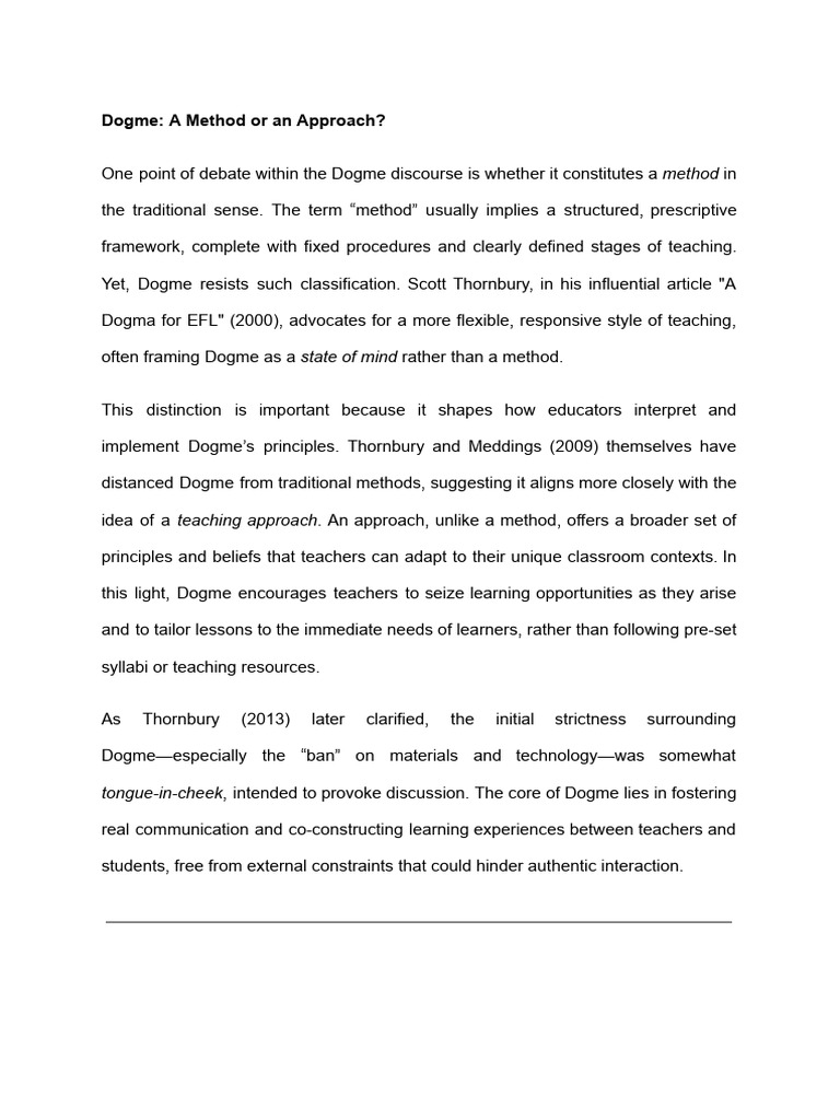 Dogme - A Method or An Approach | PDF | Learning | Cognition