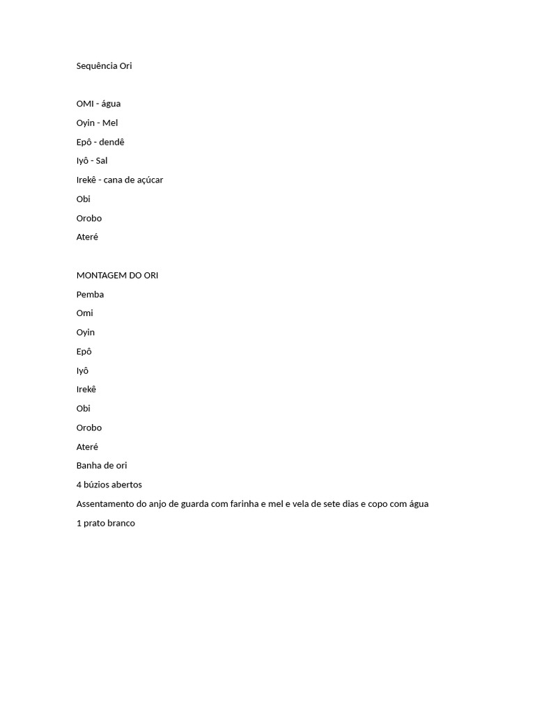 Sequencia Do Preparo para Ori | PDF