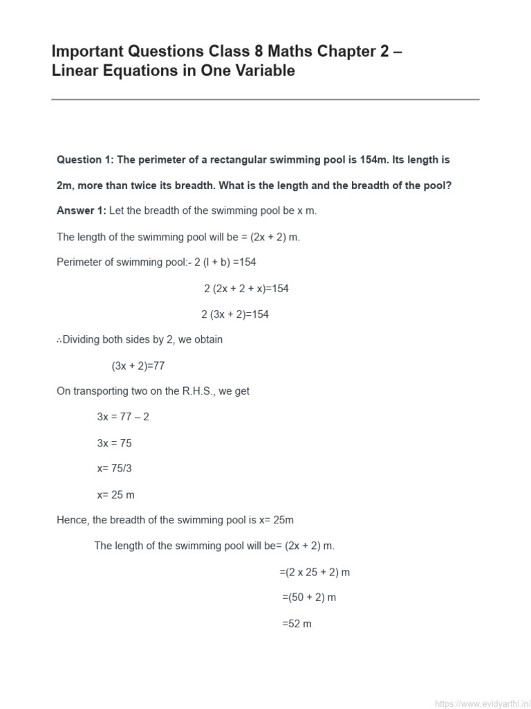 Important Questions Class 8 Maths Chapter 2 | PDF | Triangle | Numbers