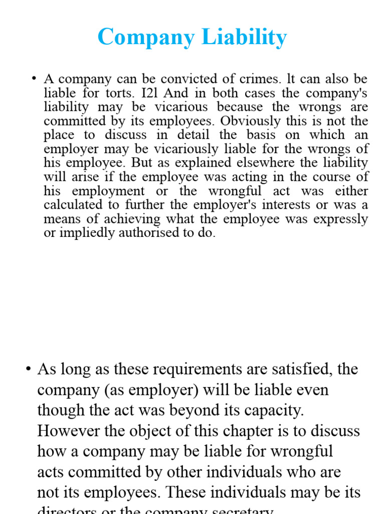 Company Liability and Director Authority | PDF | Legal Liability ...