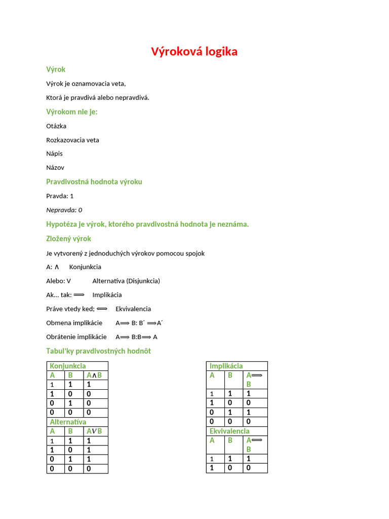 Vyrokova Logika Teoria | PDF