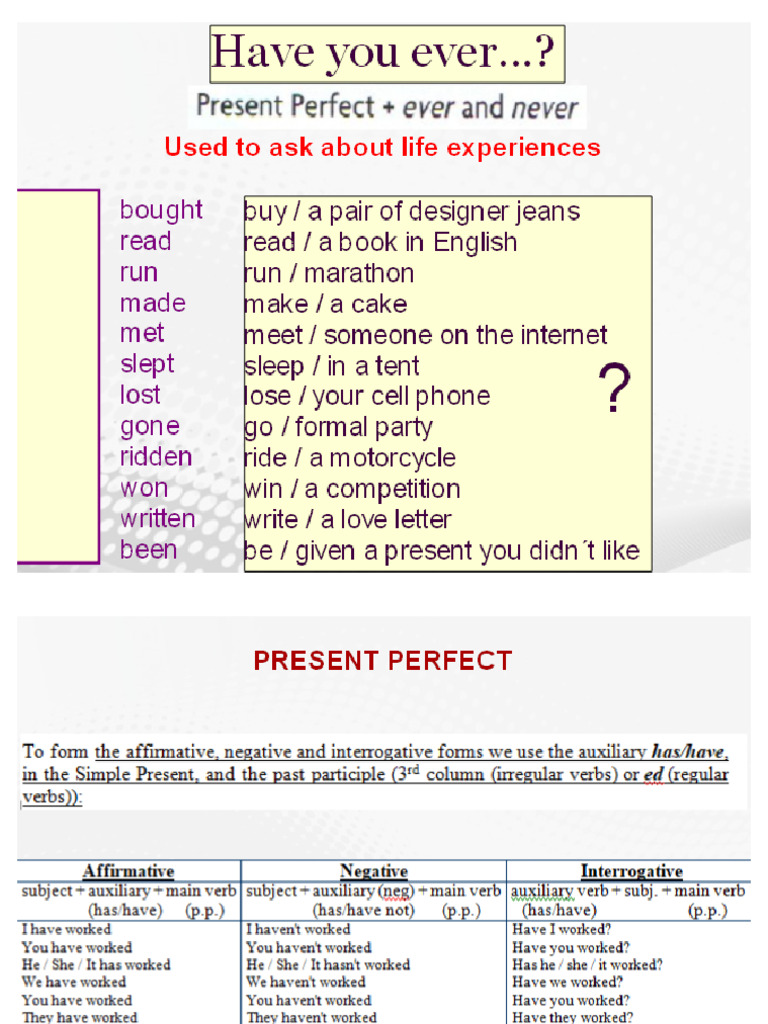 Simple Past X Perfect, For and Since, How Long | PDF