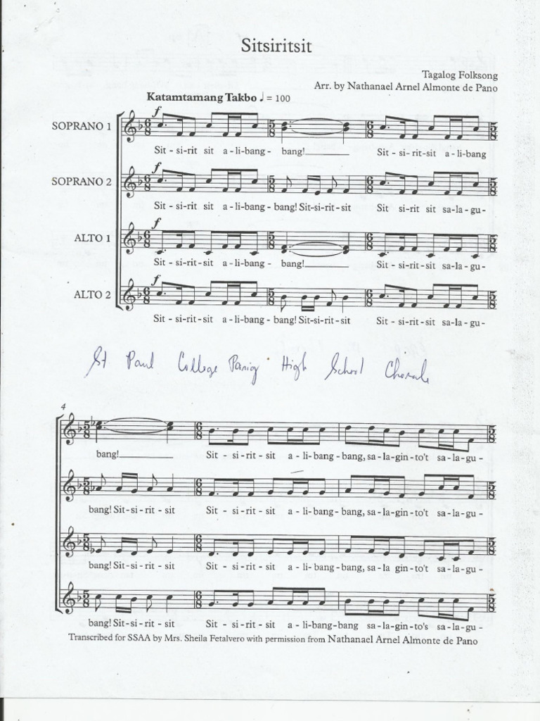 Sitsiritsit SSAA de Pano | PDF