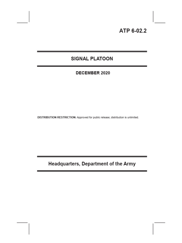 ATP 6-02.2 Signal Platoon | PDF | Company (Military Unit) | Platoon