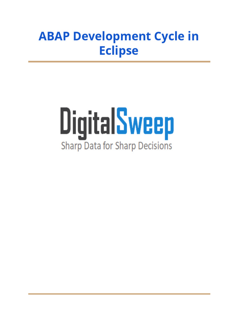 ABAP in Eclipse: Developer Guide | PDF | Computer Science | Systems Architecture