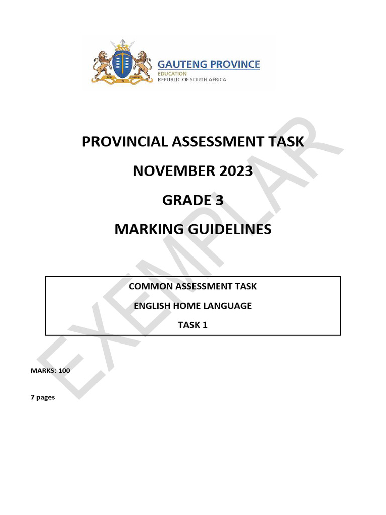 GR 3 English (HL) 2023 Possible Answers | PDF | Fluency | Rubric (Academic)