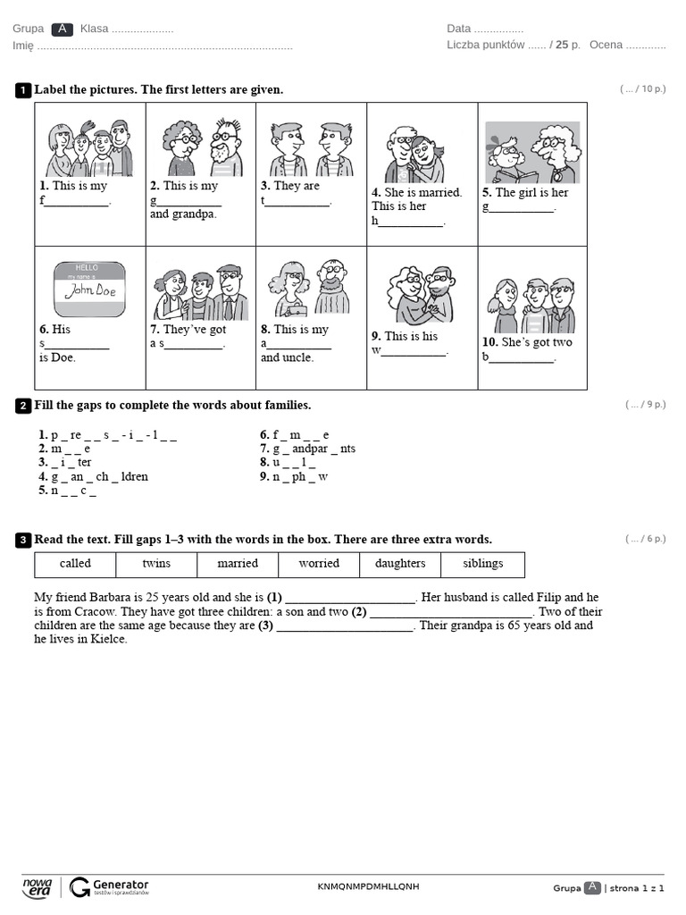 Unit 1 Short Test A Vocabulary 2 Test | PDF