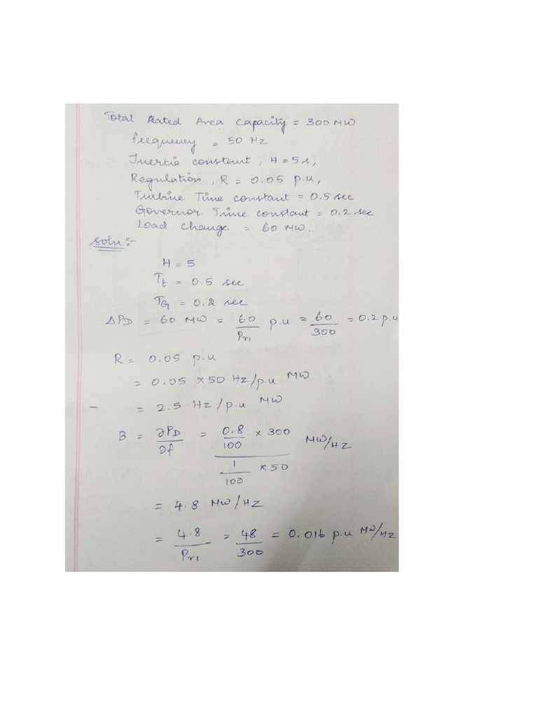 Psoc Unit 2 Practice Problems Parallel Operation And Single Area Systems Pdf Science