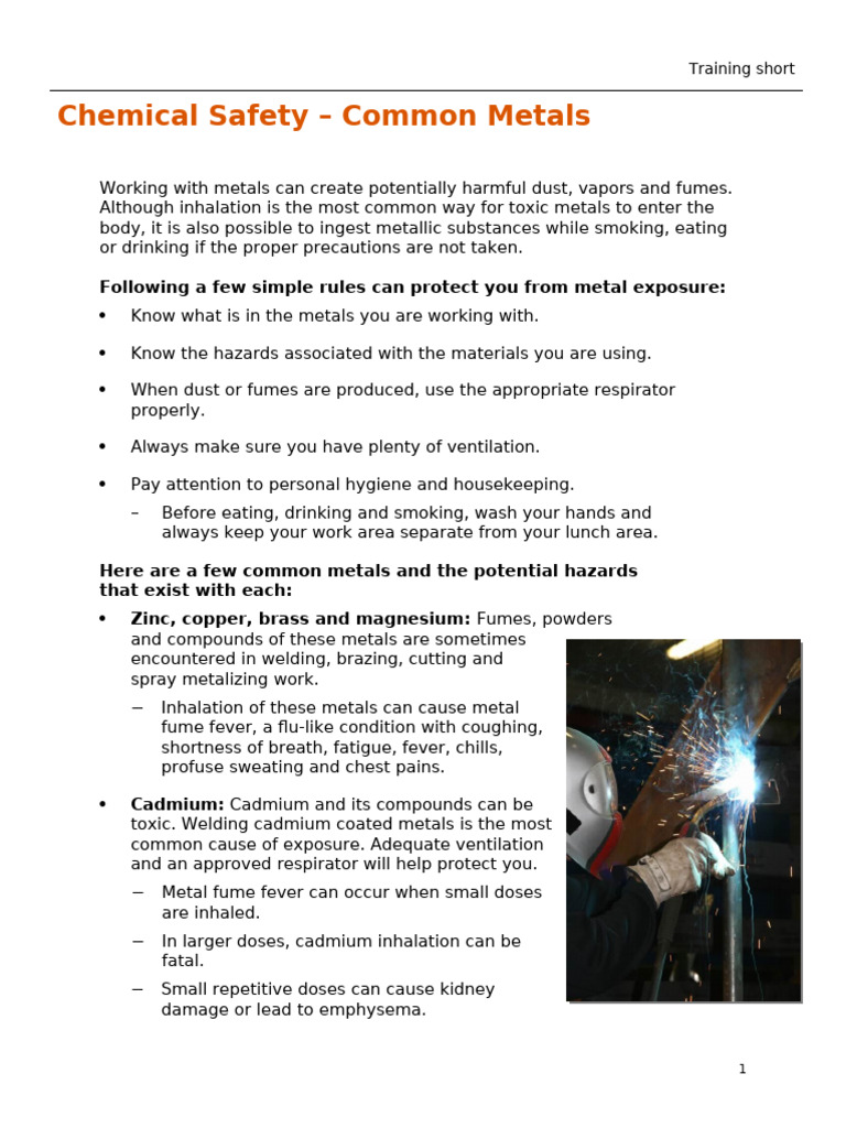 Chemical Safety - Common Metals - English | PDF | Cadmium ...