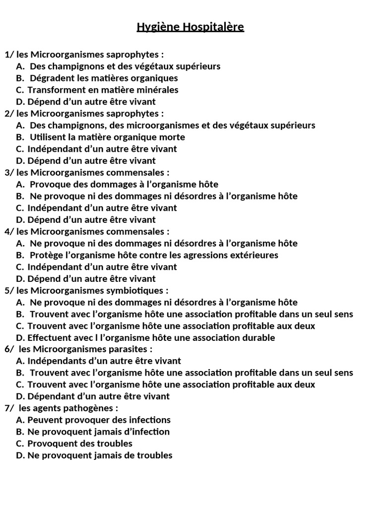 Liste Des 200 QCM | PDF | Bactérie | Microbiome