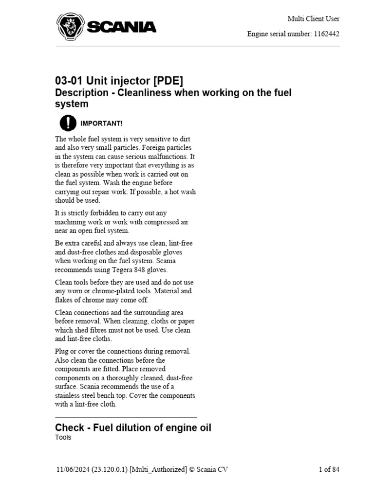 Workshop Manual For Scania Engine | PDF | Fuel Injection | Valve