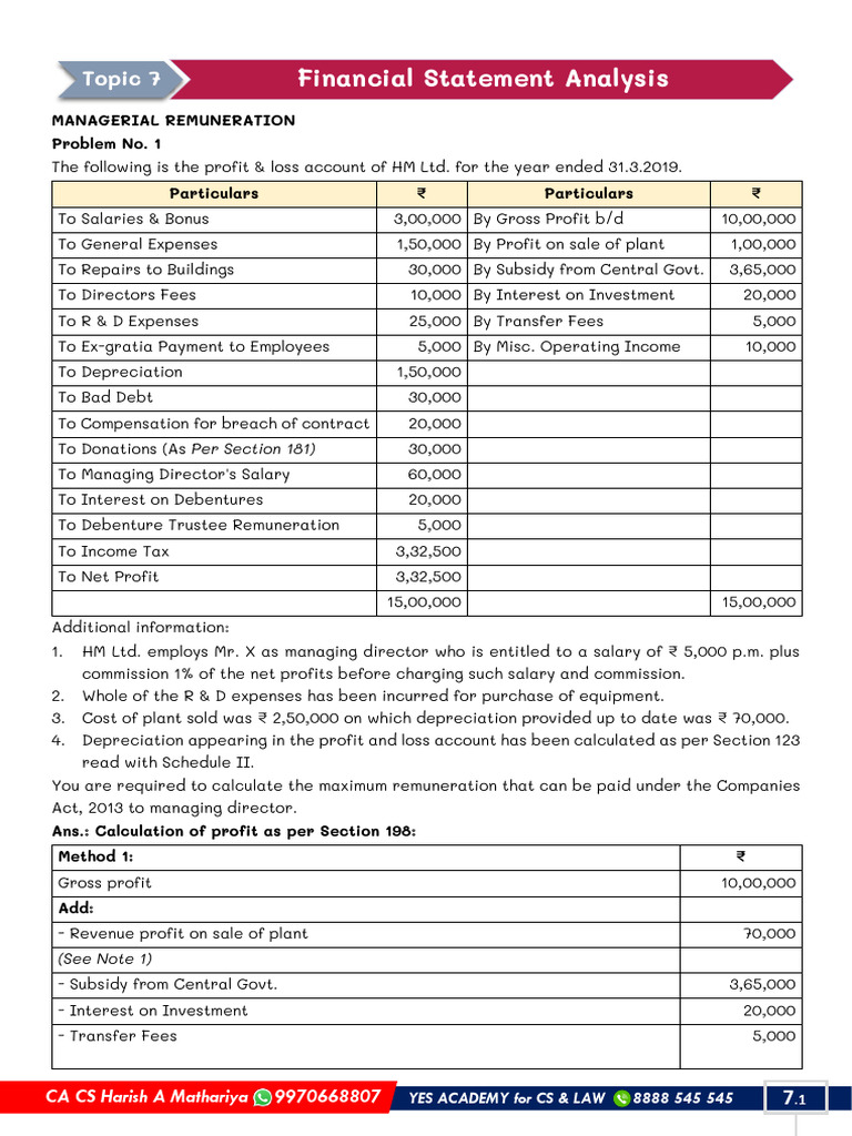 TOPIC 7 Financial Statement Analysis | PDF | Expense | Depreciation