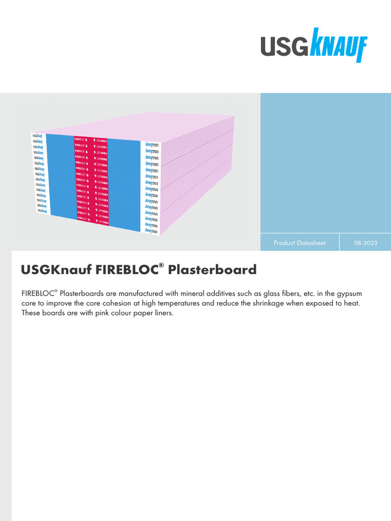 FireBloc Plasterboard - SCY | PDF | Drywall | Building Engineering