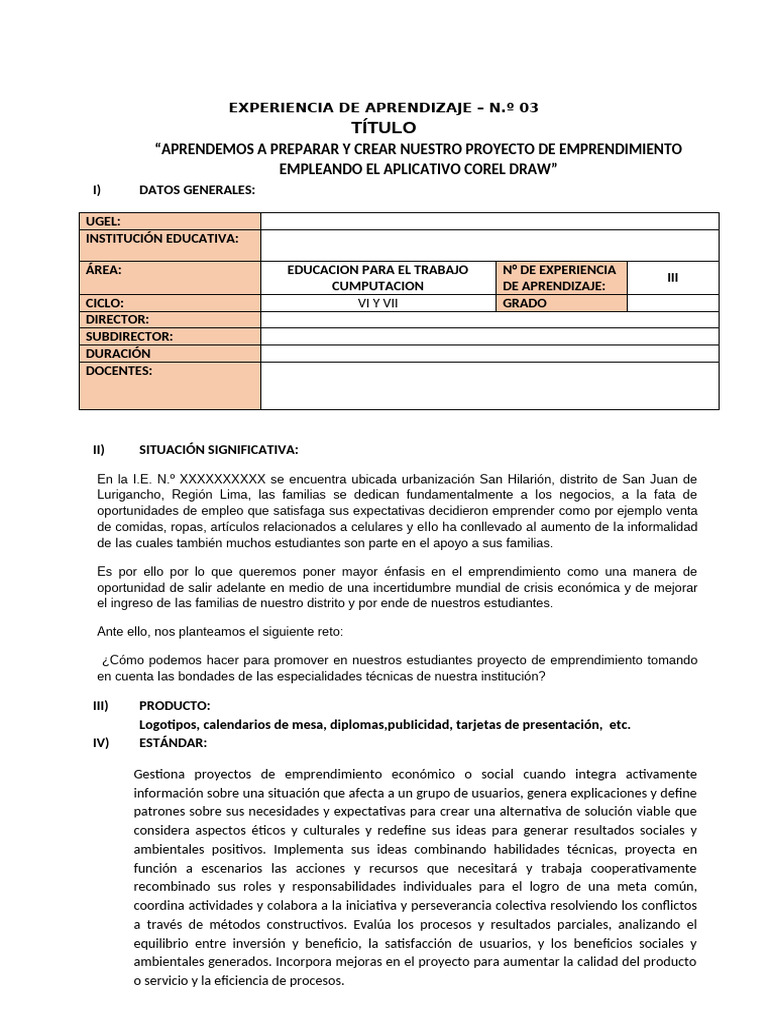 Experiencia de Aprendizaje 3 Ept - Secundaria-2024 | PDF | Aprendizaje | Iniciativa empresarial