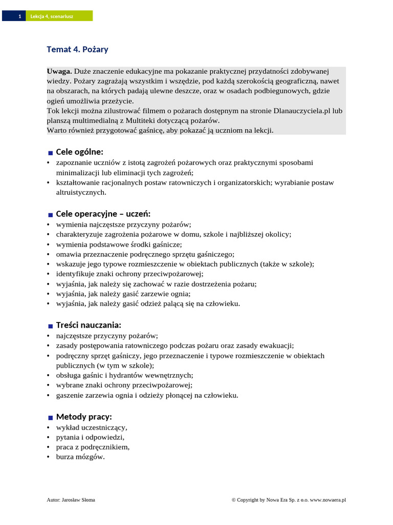 Scenariusz Lekcji Pozary | PDF