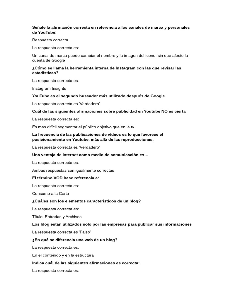 preguntas curso con respuestas | PDF | Marketing de motores de búsqueda | Marketing