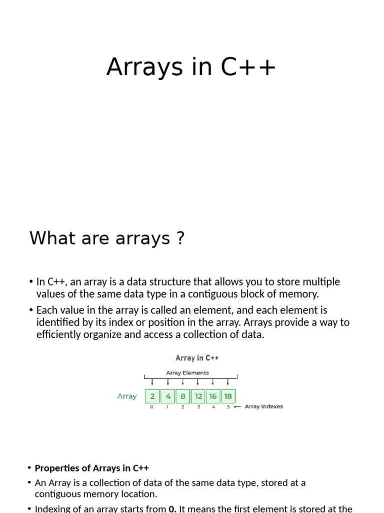 C++ Arrays: Declaration, Initialization & Access | PDF | Teaching Methods & Materials | Computers