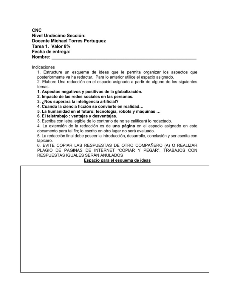 TAREA 1 11º CNC I SEMESTR | PDF