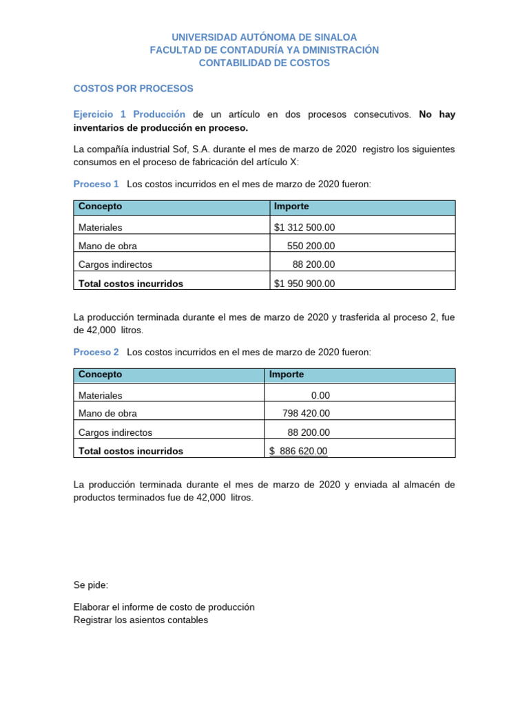 Caso 1 Sin Inventario de Prod en Proc | PDF | Finanzas y dinero